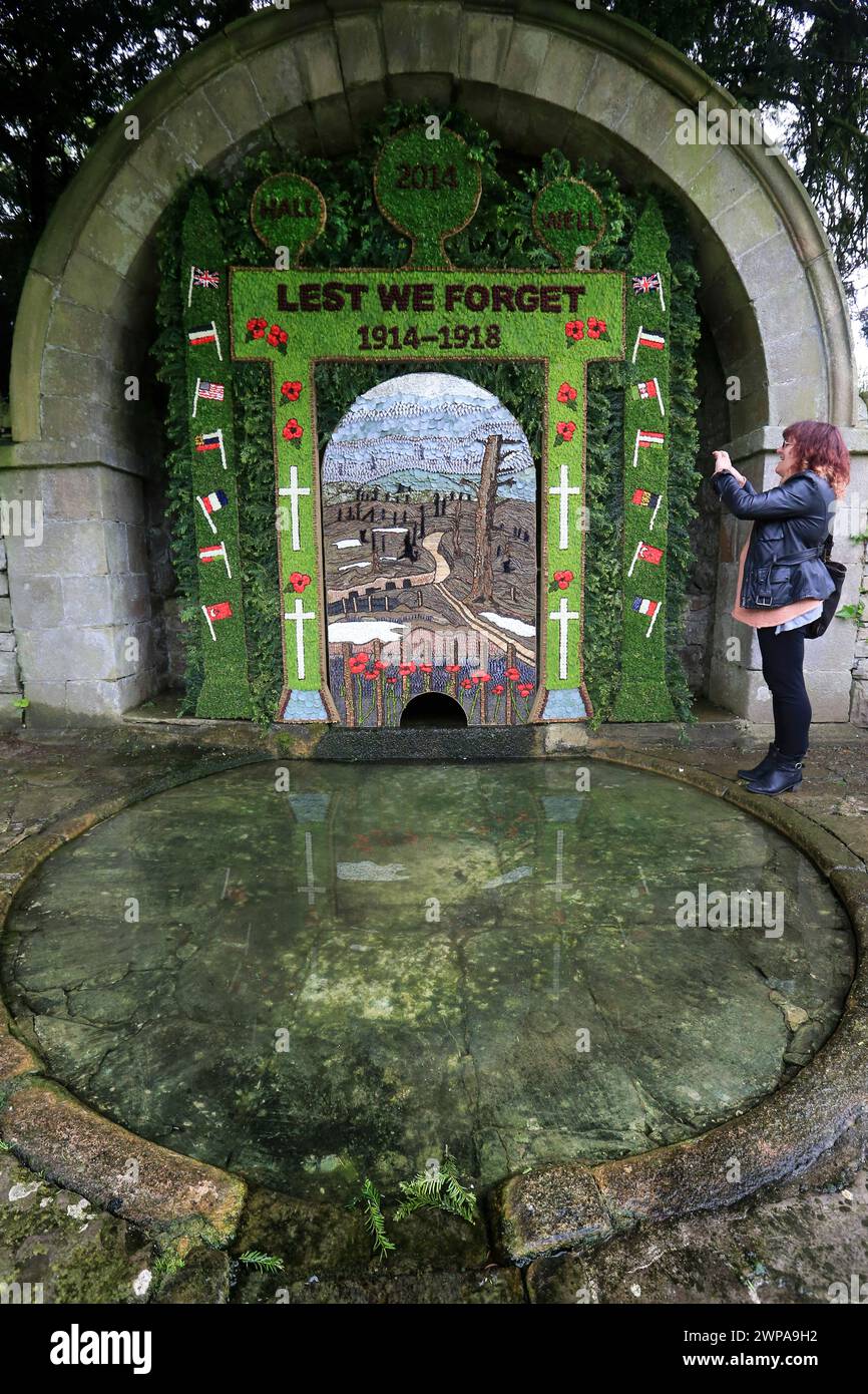 28/05/14 Hall Well's completed well dressing with picture board showing ...