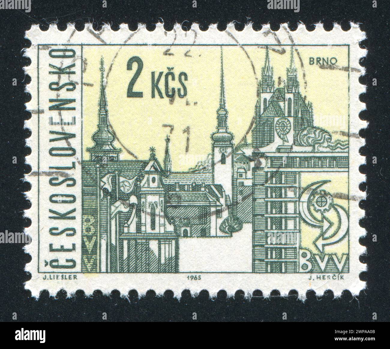 CZECHOSLOVAKIA - CIRCA 1965: stamp printed by Czechoslovakia, shows Brno, circa 1965 Stock Photo ...