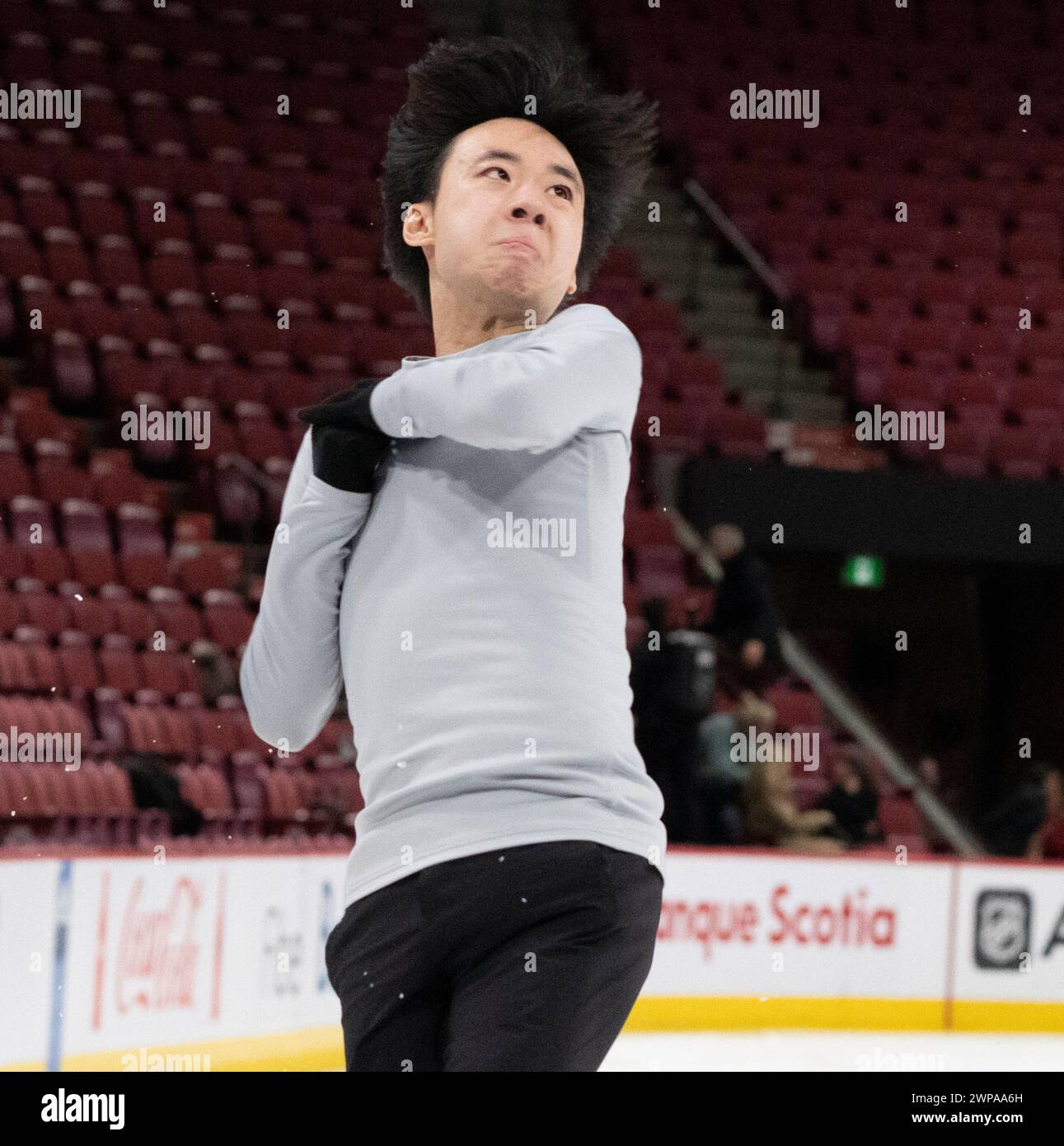Montreal, Canada. 06th Mar, 2024. Wesley Chiu of Canada practises ahead ...