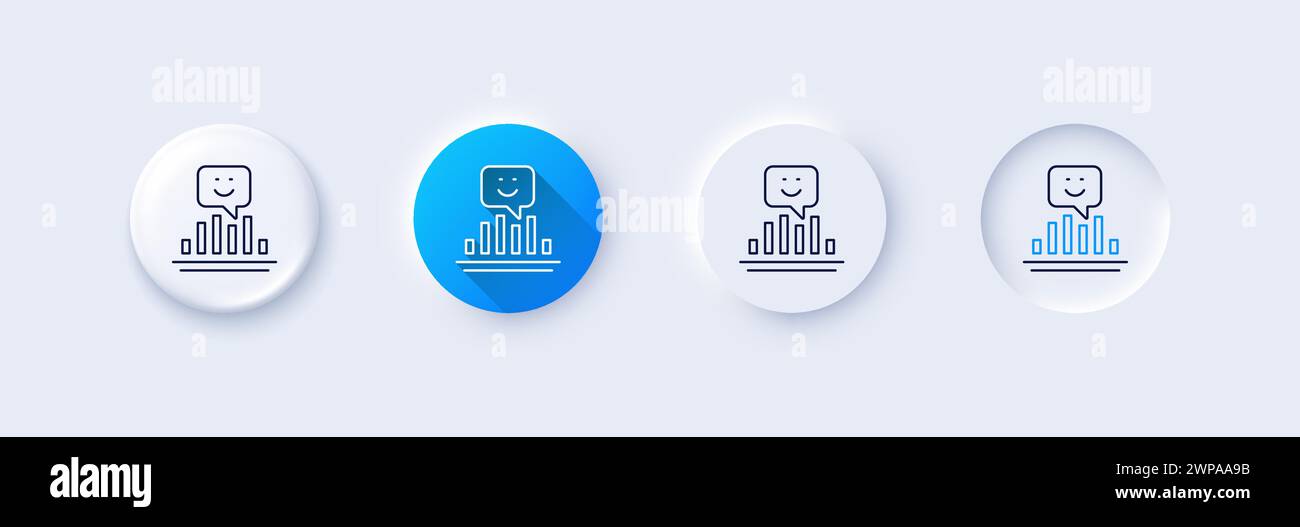 Smile chart line icon. Positive feedback rating sign. Line icons ...