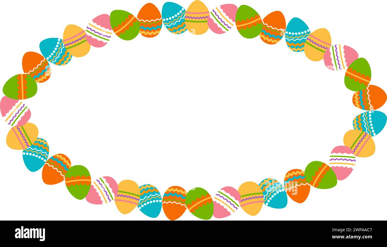 Easter oval frame. Border made of Easter painted eggs. Perfect for ...