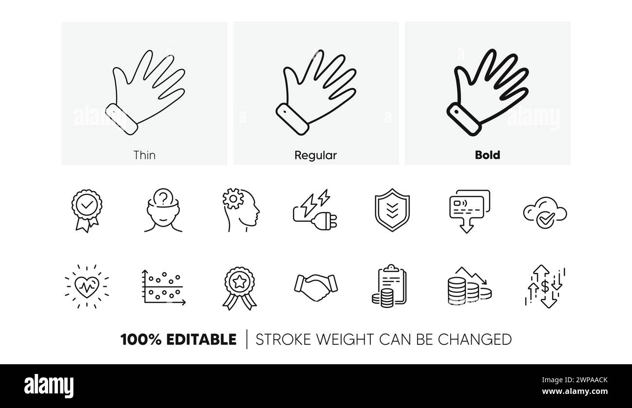 Card, Winner ribbon and Heartbeat line icons. For web app, printing ...