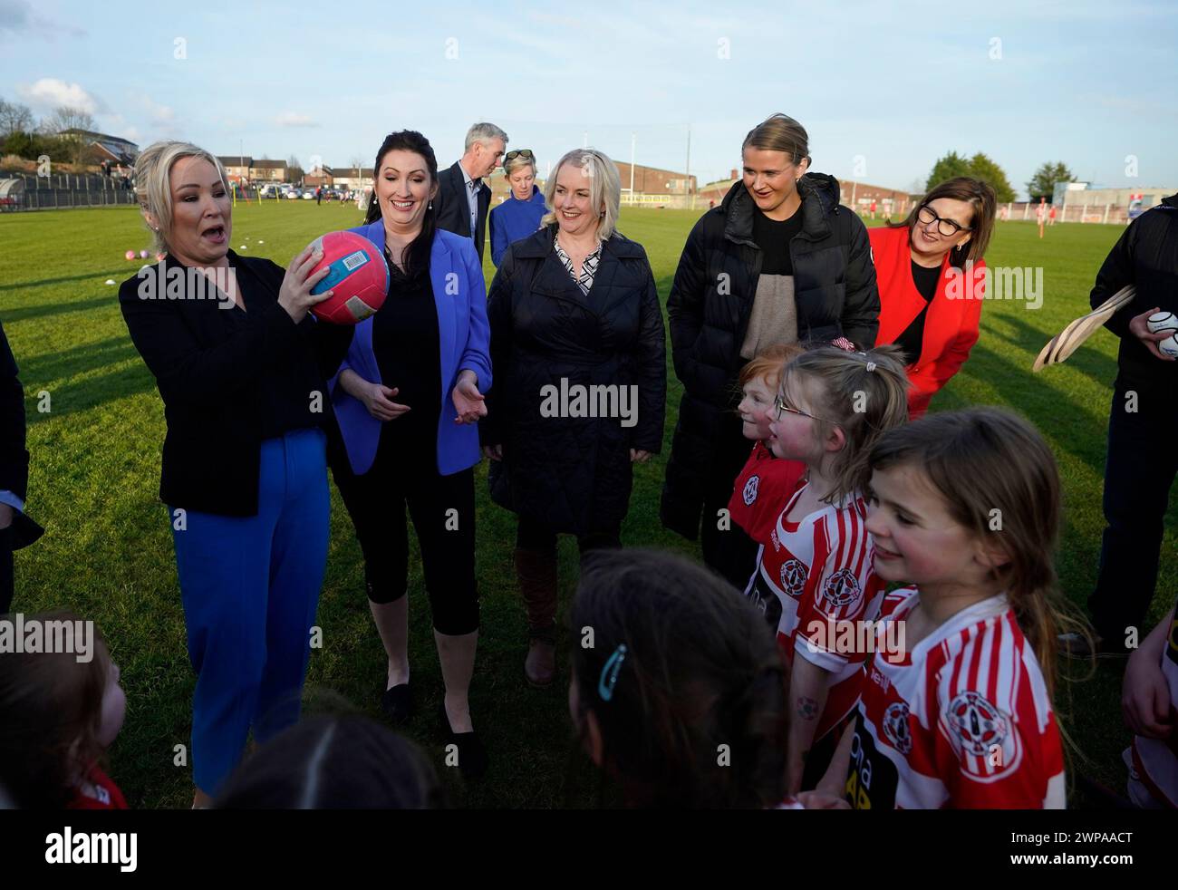 Northern Ireland First Minister Michelle O'Neill (left), Deputy First ...