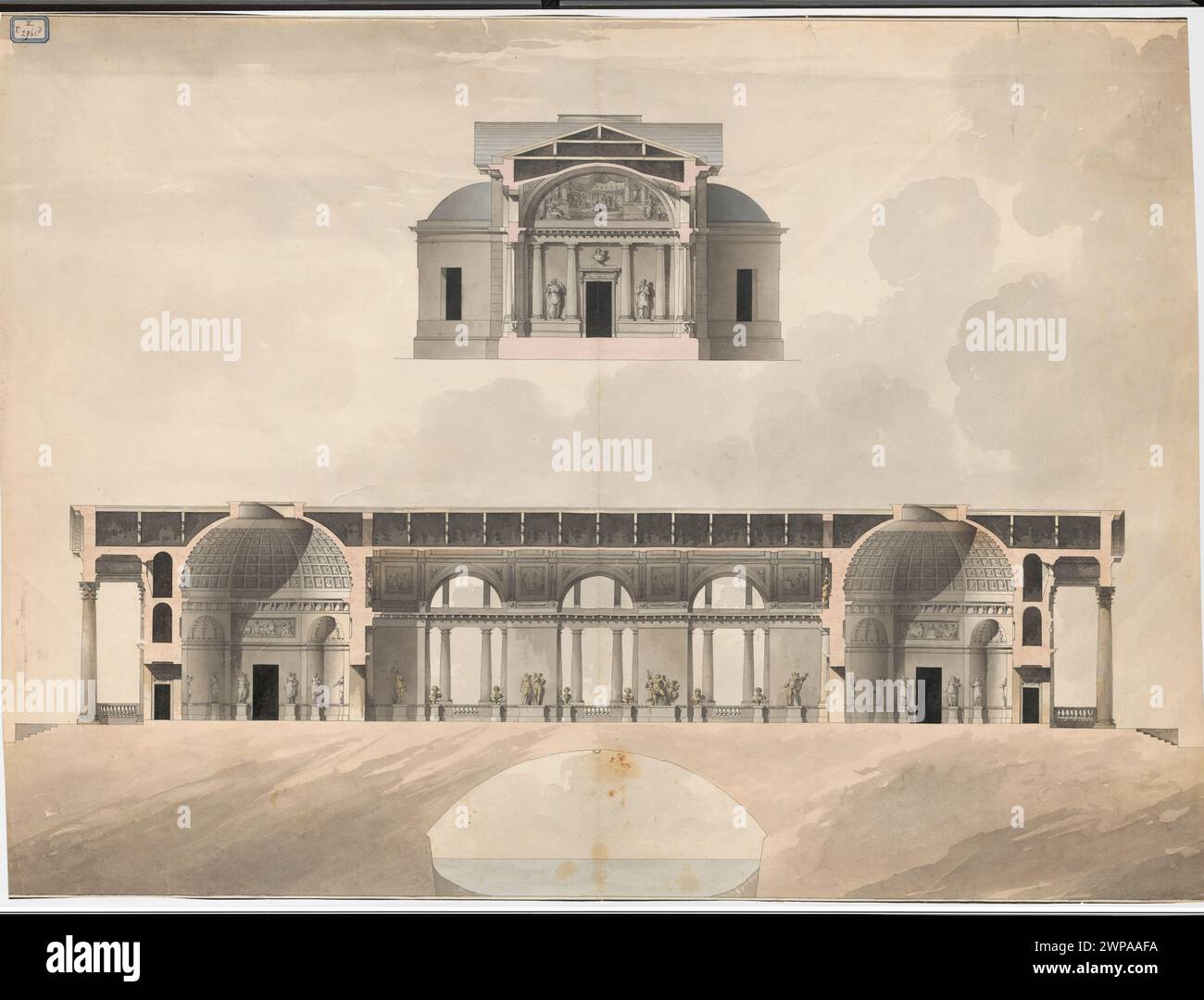 Gatczyna. Two pavilions connected to each other with a gallery running ...