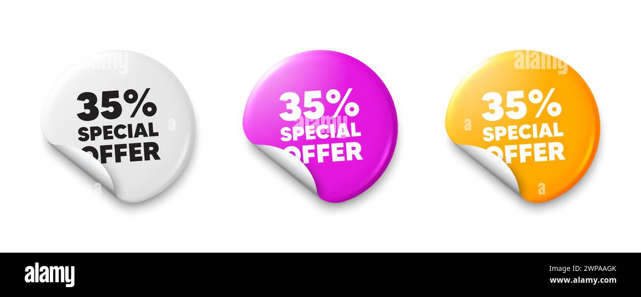 35 percent discount offer. Sale price promo sign. Price tag stickers ...