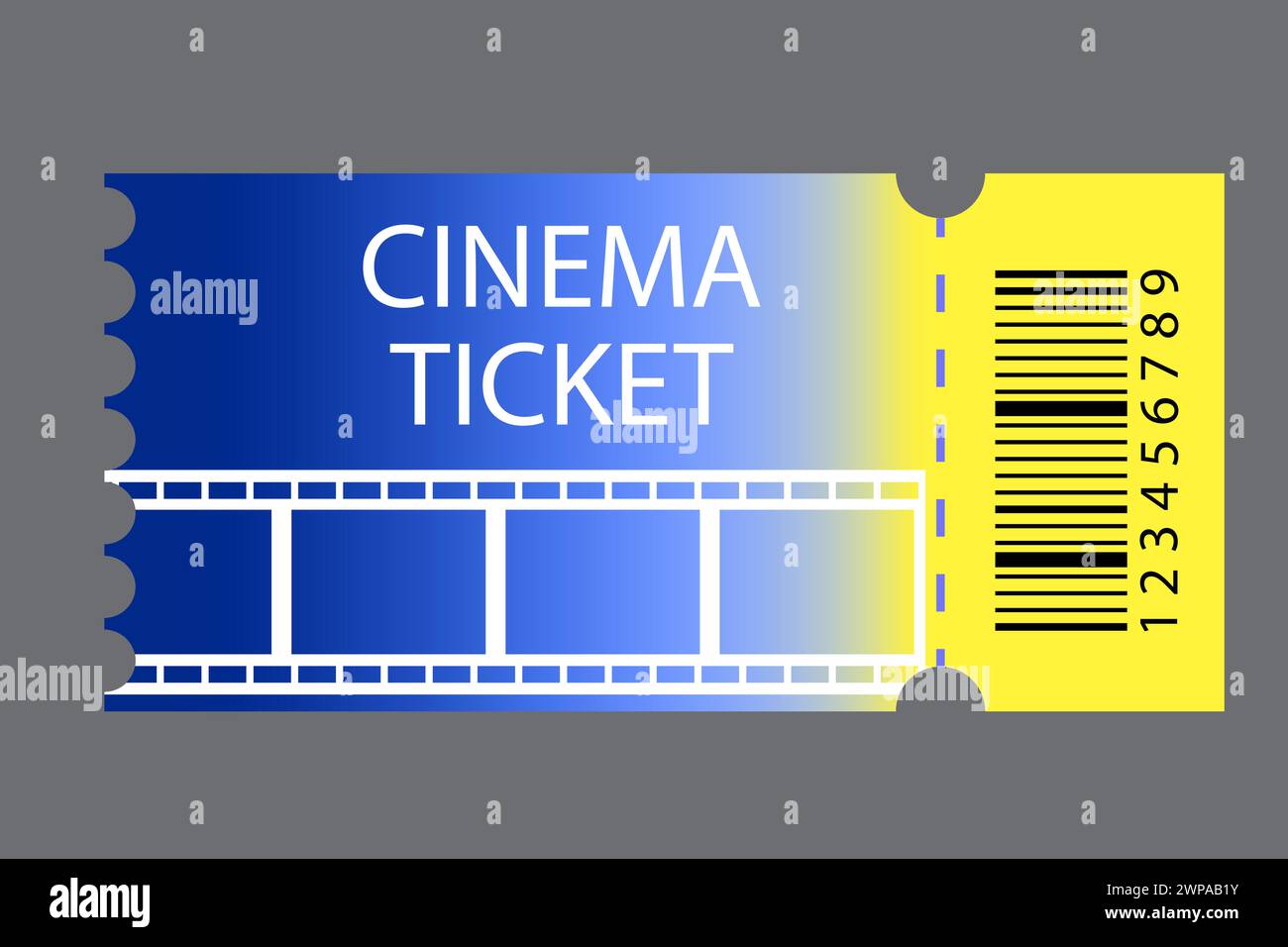 Retro blue yellow cinema ticket. Film, movie. Old design. Vector ...