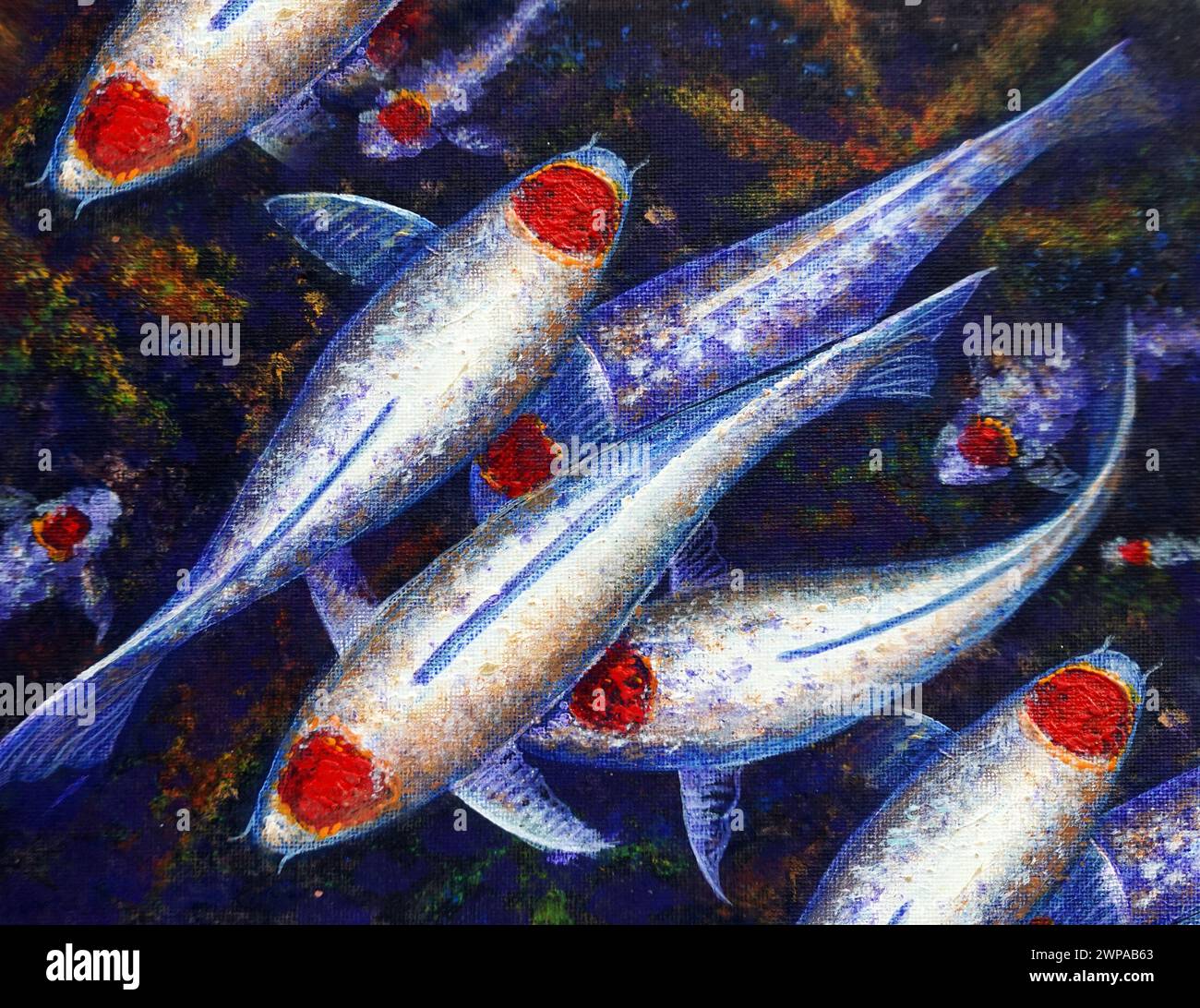 Art painting oil color Fancy Carp fish Lucky , koi fish Stock Photo - Alamy