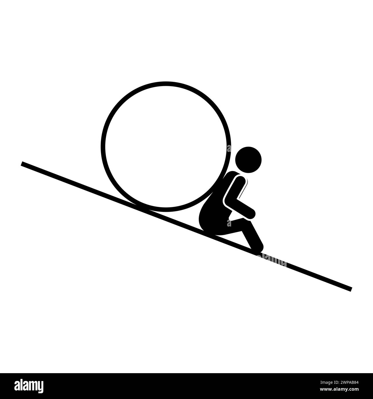 Cartoon sisyphus is pushing for concept design. Vector illustration ...