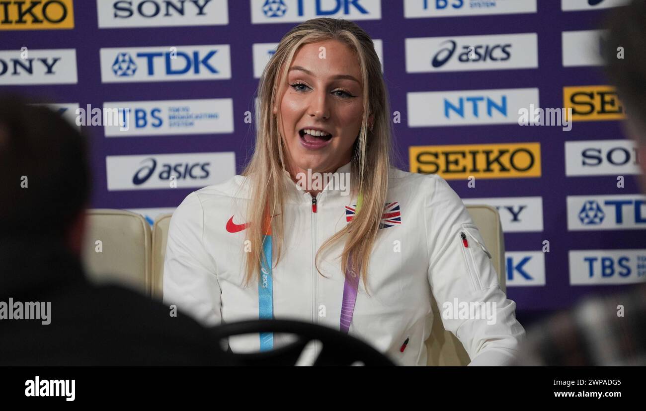 Molly Caudery speaks to the media the day after winning gold in the ...