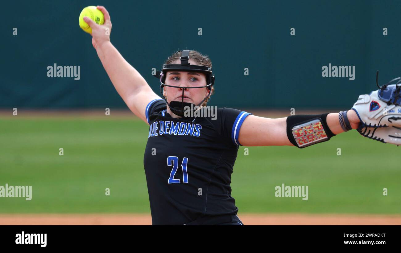 DePaul utility Lydia Ettema (21) during an NCAA softball game on Friday ...