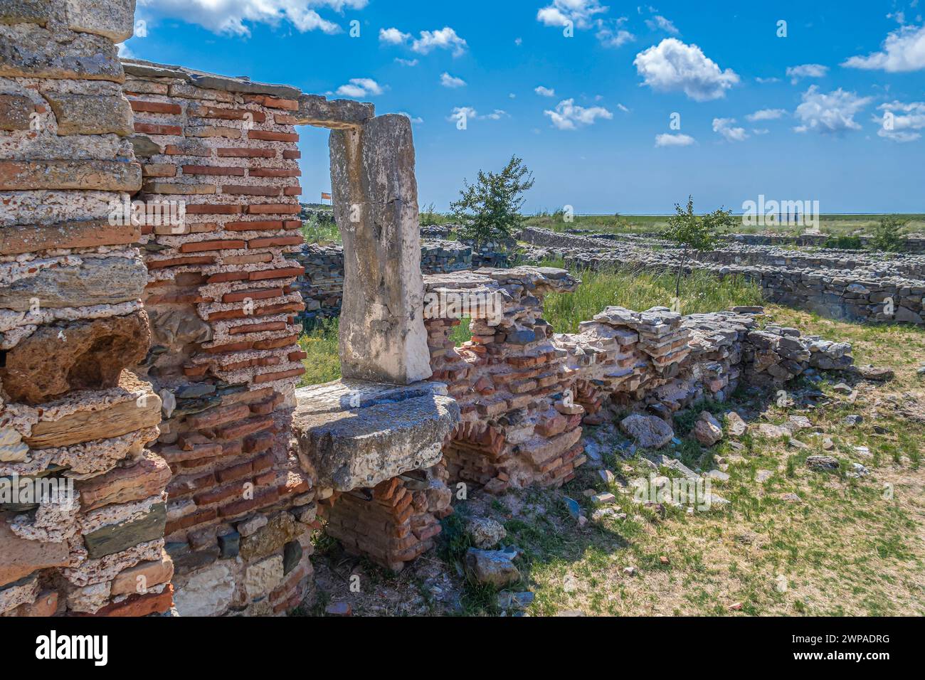 Ruins of the ancient fortress Histria, Dobrogea, Romania. Founded by ...