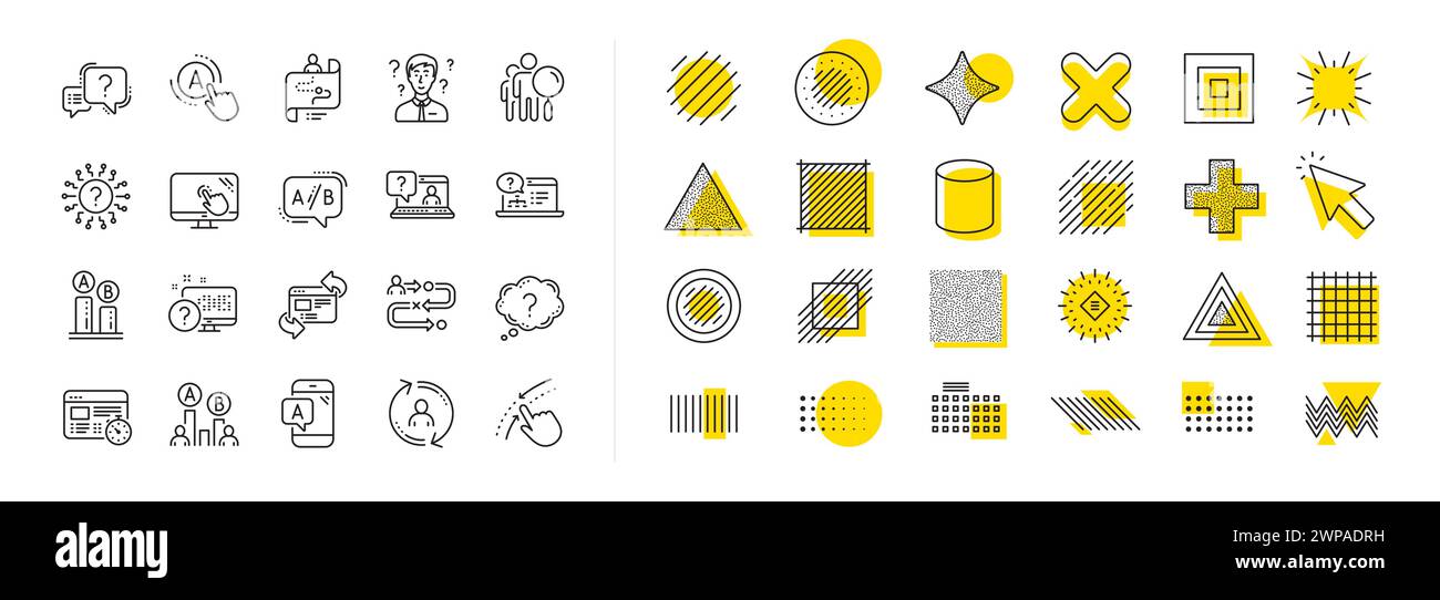 UX line icons. Set of AB testing, Journey path map and Question mark ... UX line icons. Set of AB testing, Journey path map and Question mark ...
