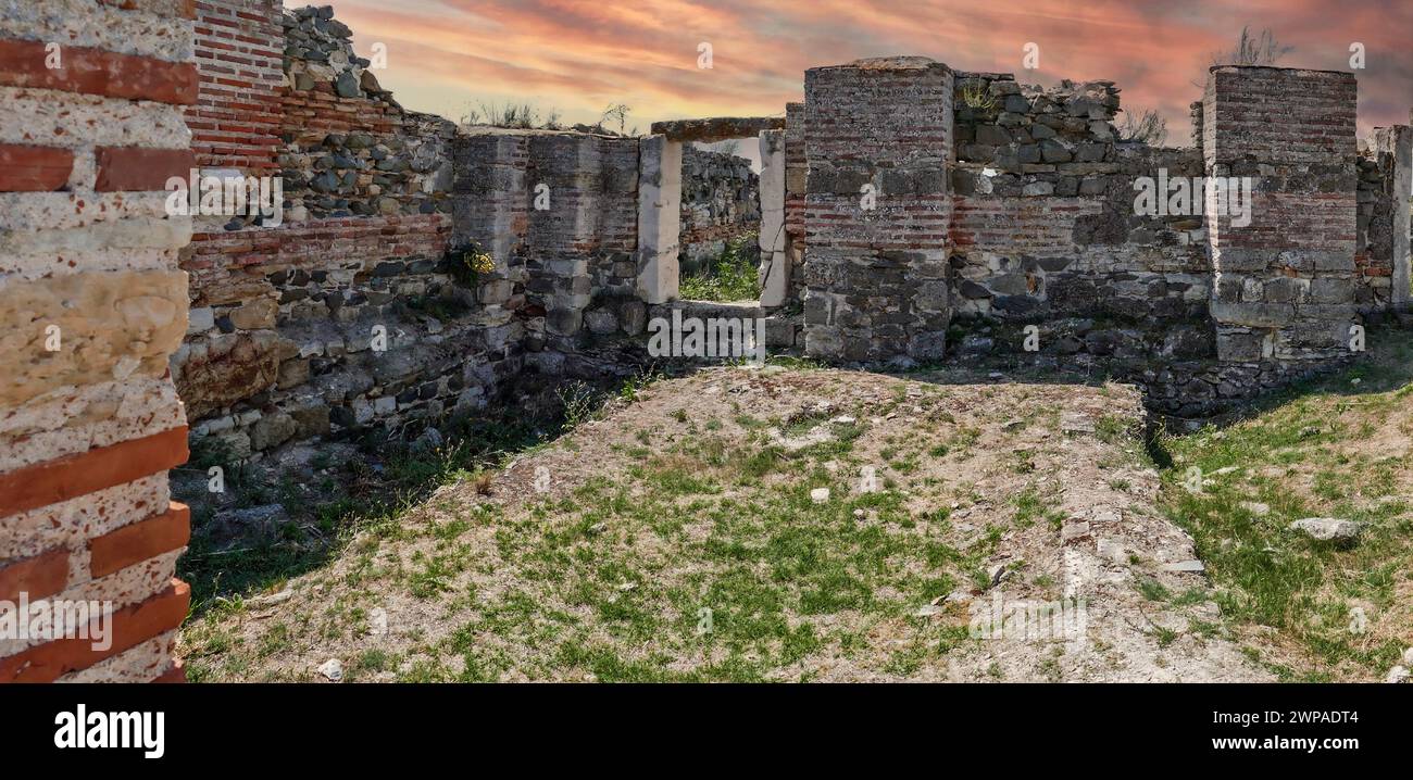Ruins of the ancient fortress Histria, Dobrogea, Romania. Founded by ...
