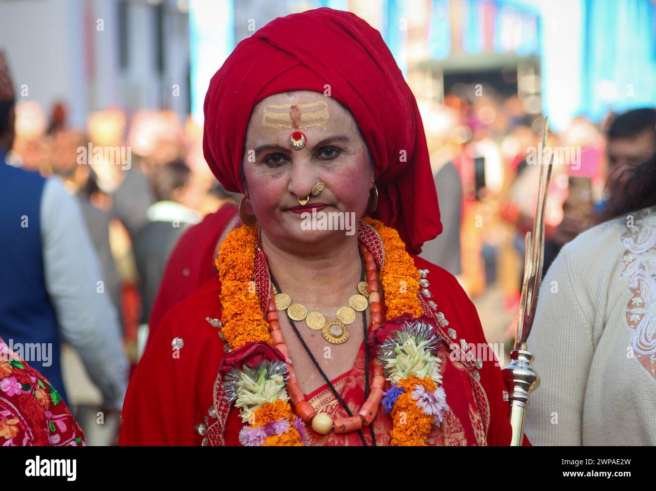 March 6, 2024: Kathmandu, Nepal: A holy woman (sadhu) participates in a ...
