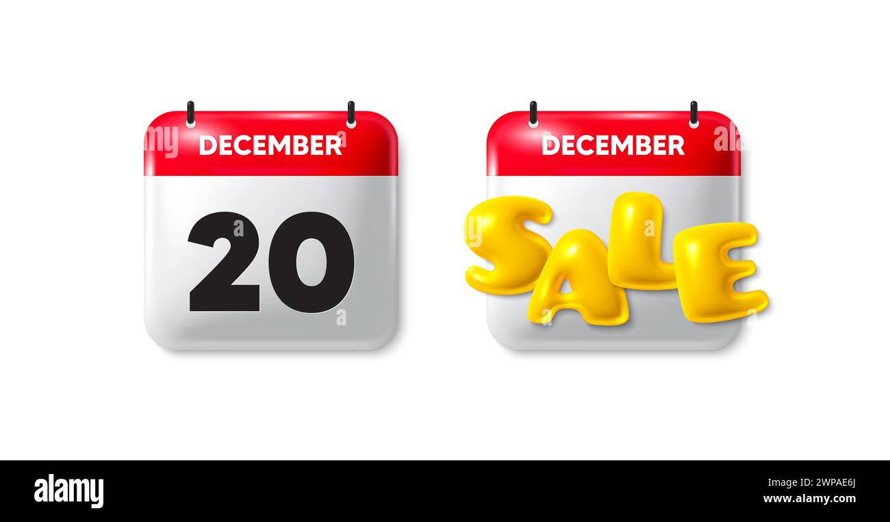 20th day of the month icon. Event schedule date. Calendar date sale 3d ...