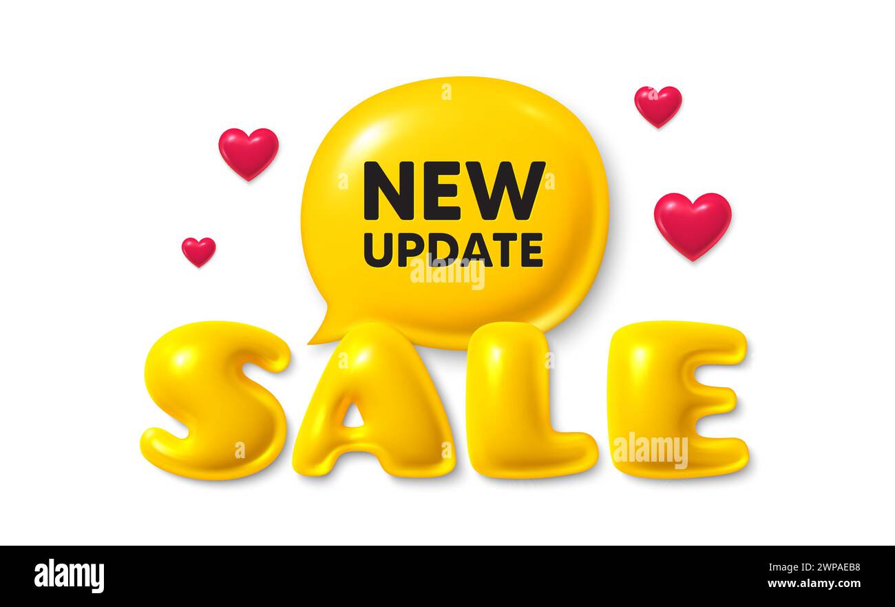 New update icon. Special offer sign. Sale text 3d banner with chat ...