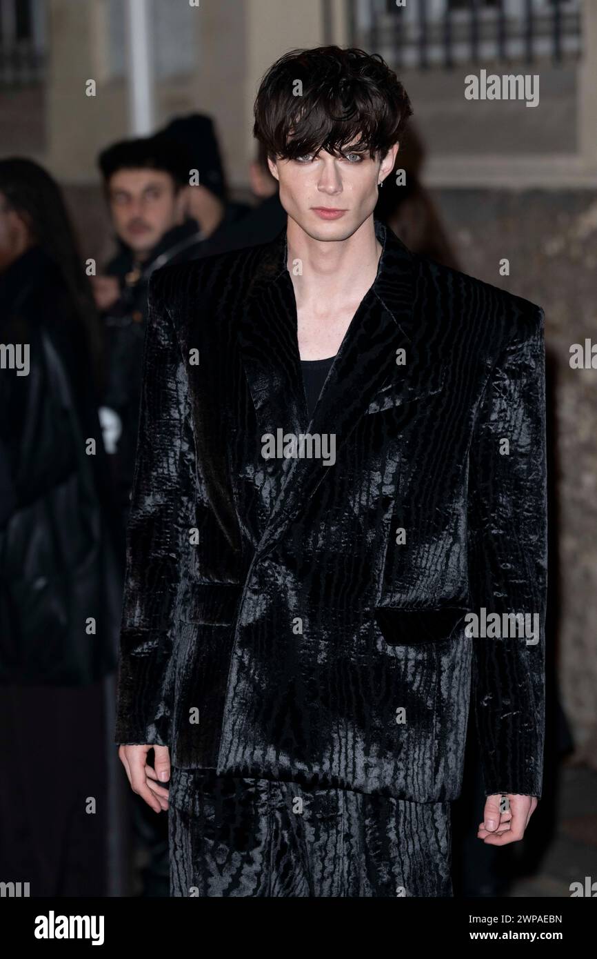 Nils Kuesel arrives for the Mugler Fall/Winter 2024-2025 ready-to-wear ...