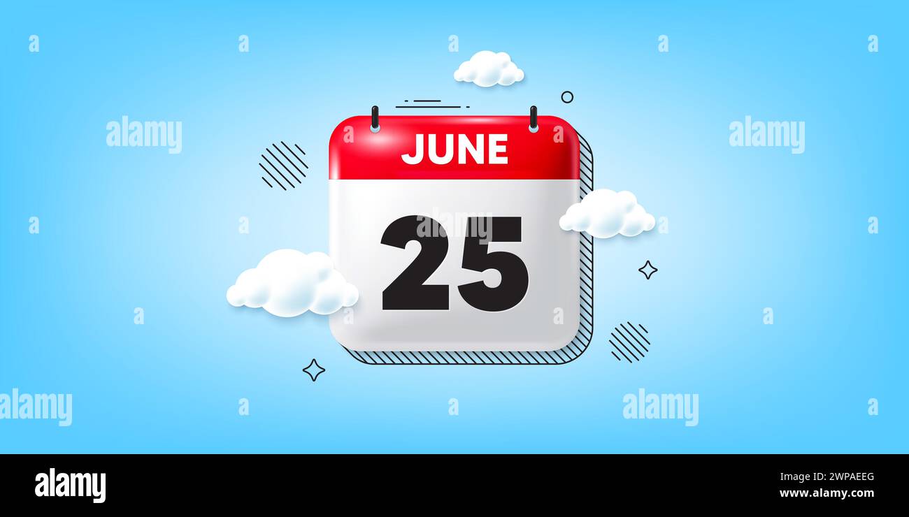 Calendar date of June 3d icon. 25th day of the month icon. Event ...