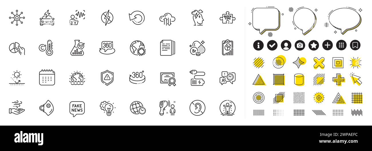 Set of Time management, Copy documents and Bromine mineral line icons for web app. Pictogram ...