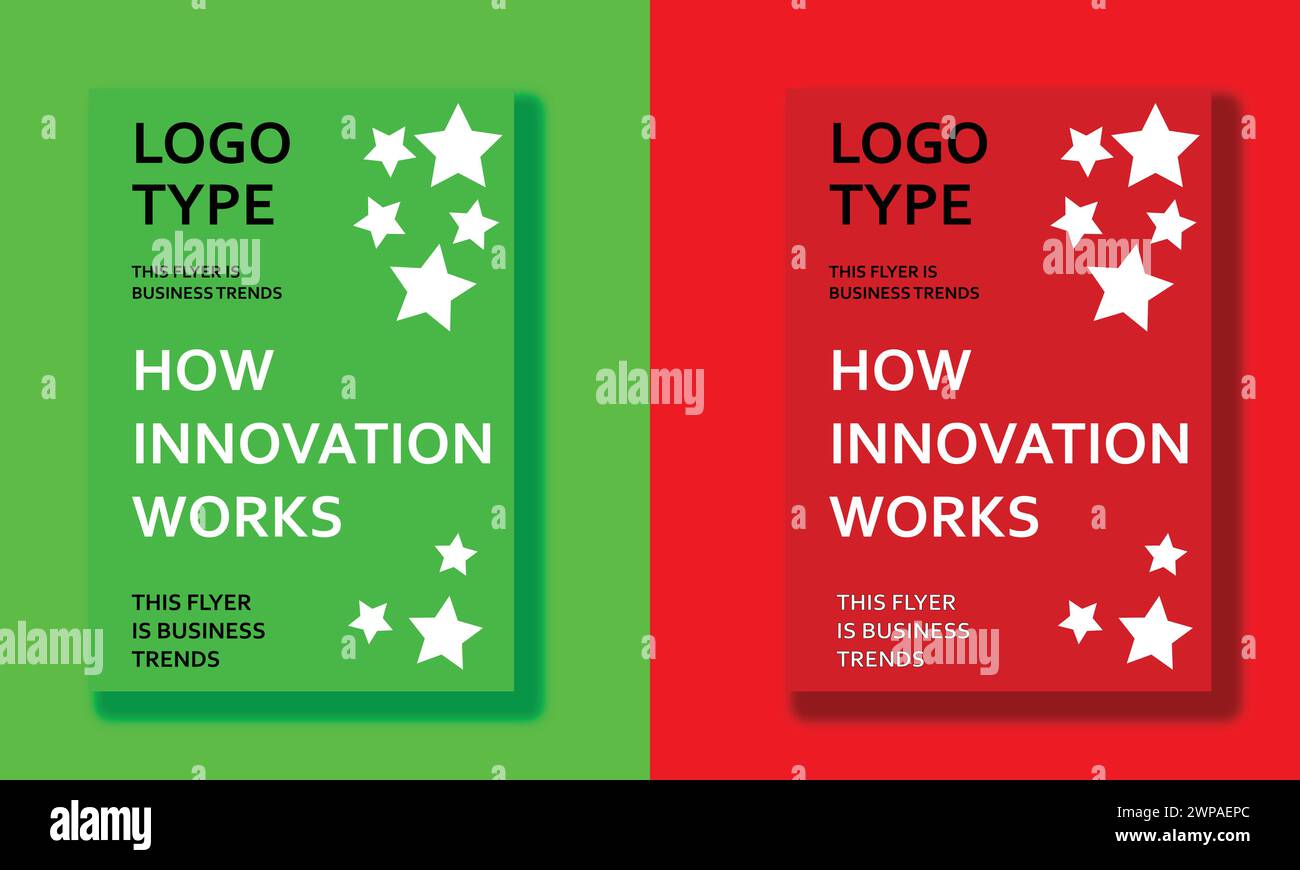 Flyer modern template design in green and red color with star brochure ...
