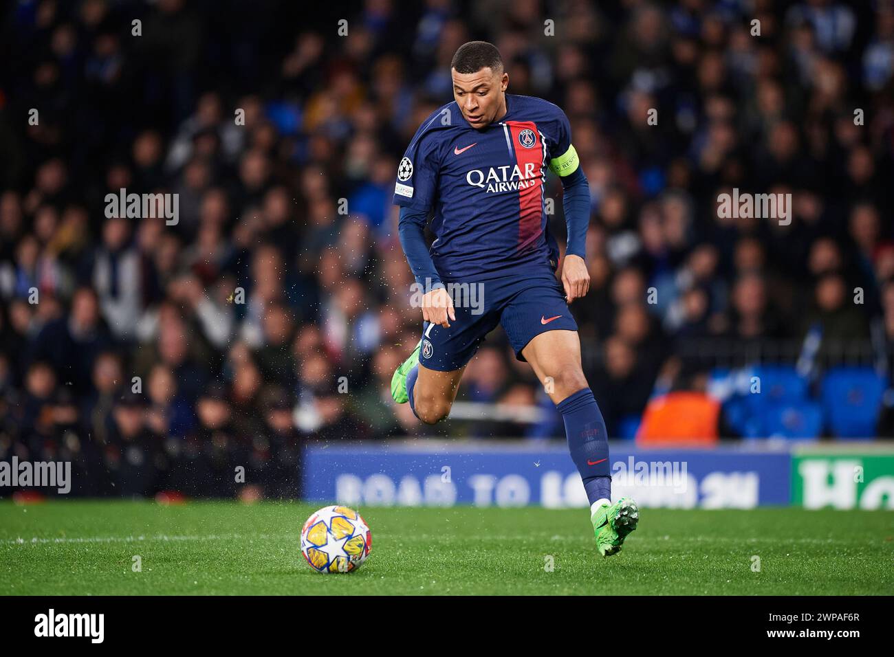 Kylian Mbappe of Paris Saint-Germain with the ball during the UEFA ...