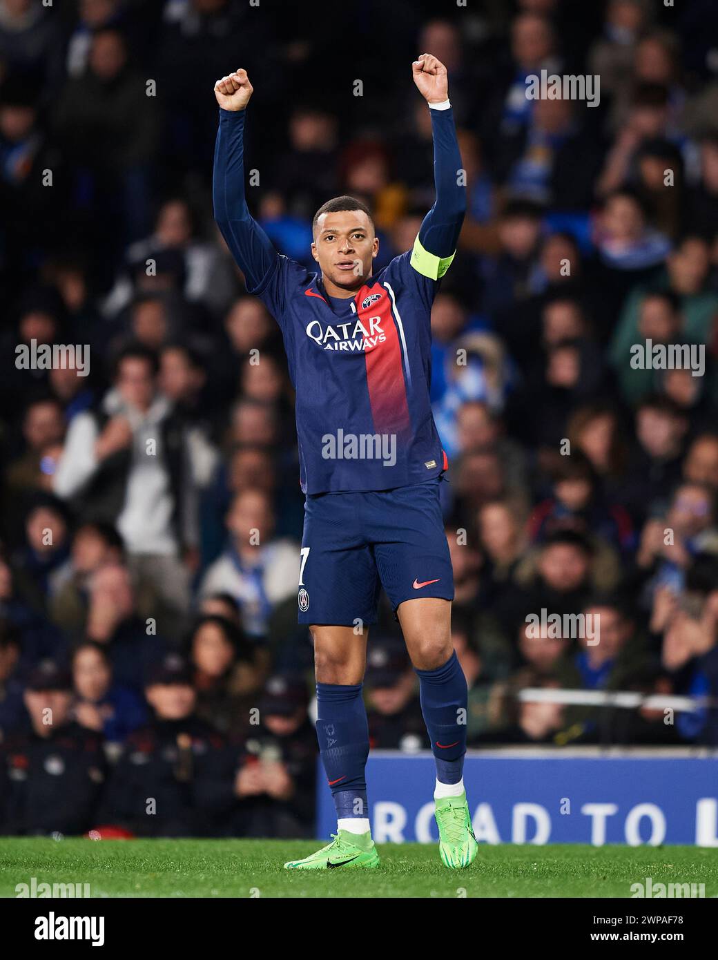 Kylian Mbappe of Paris Saint-Germain celebrates after scoring his team ...