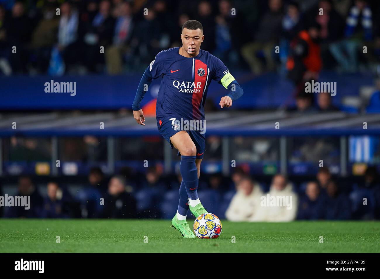 Kylian Mbappe of Paris Saint-Germain with the ball during the UEFA ...