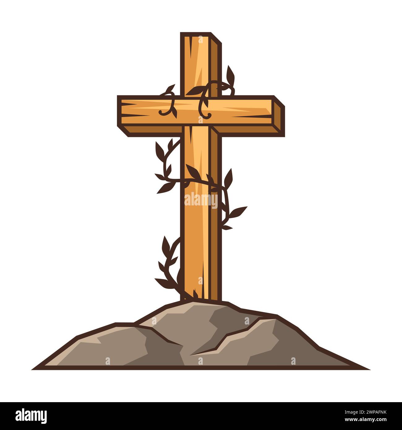 Christian wooden cross. Happy Easter image. Religious symbol Stock ...