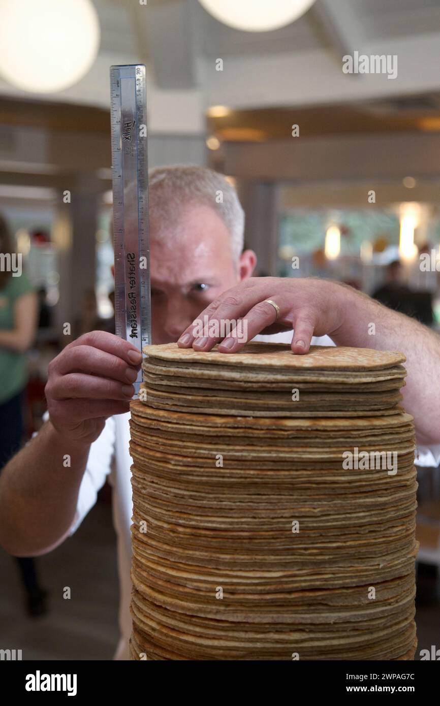 08/02/16 Chefs at Center Parcs pile-high a flipping incredible 213 pancakes to batter the ...