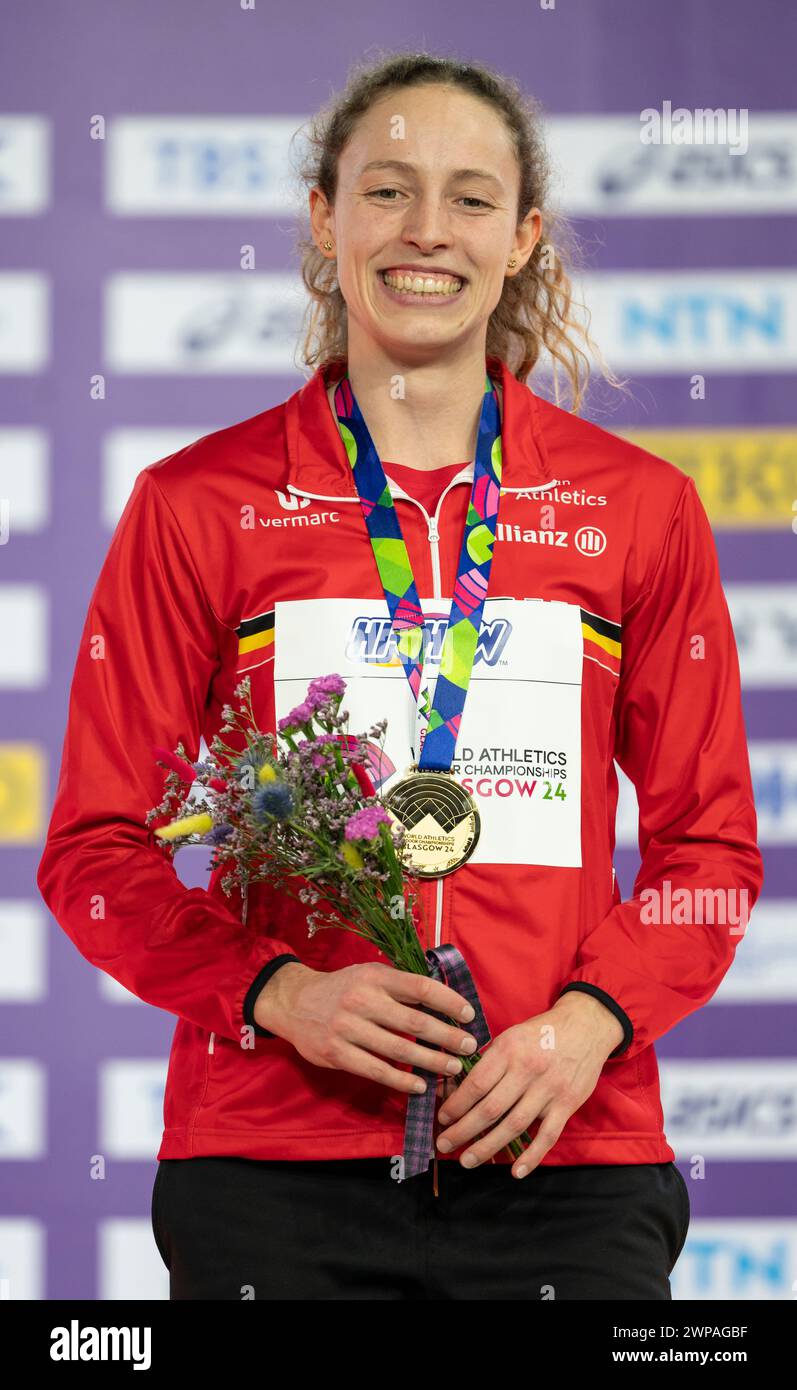 Noor Vidts of Belgium (Gold) medal ceremony in the women’s pentathlon ...