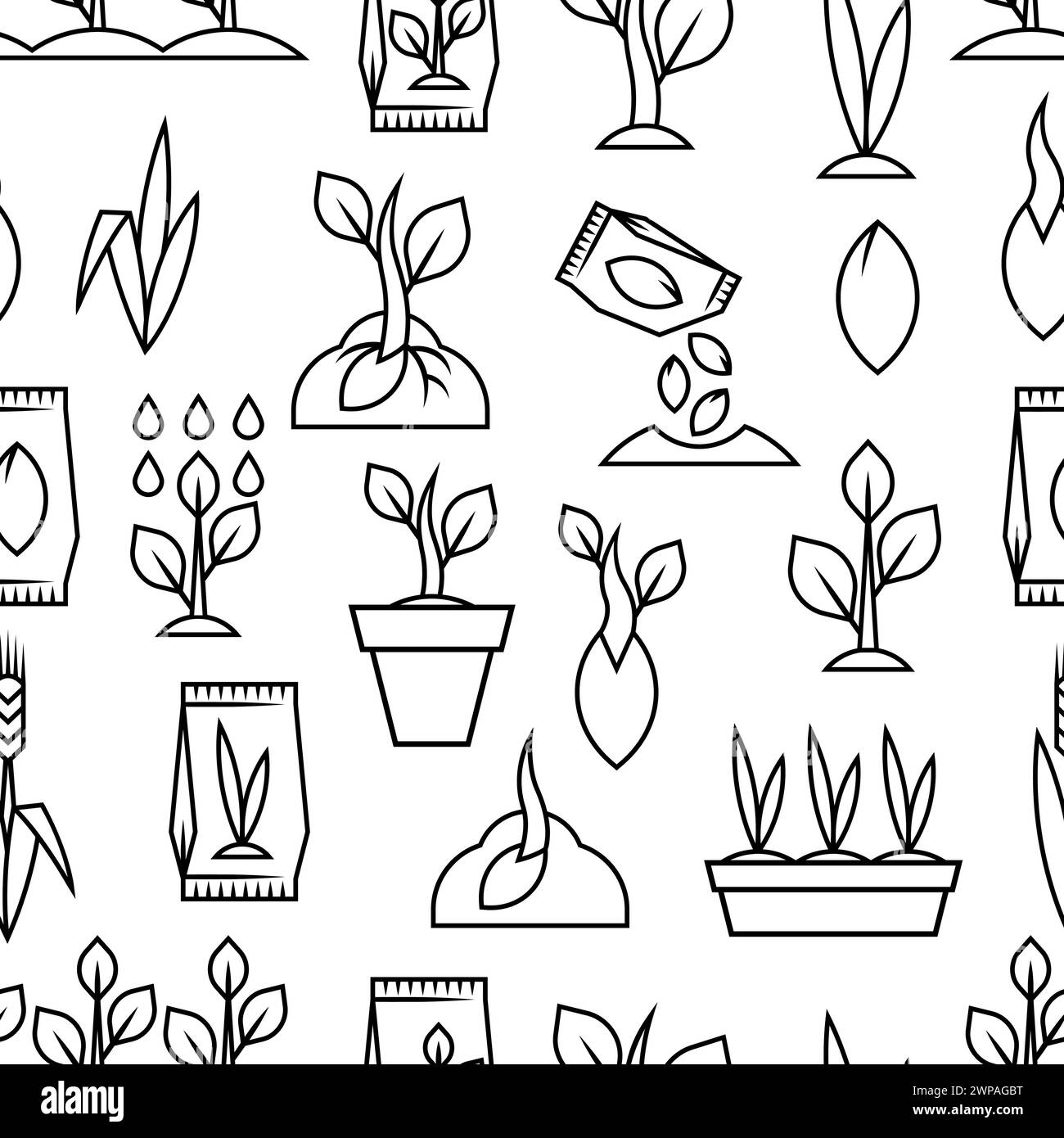 Planting seeds and growing pattern. Agricultural, cultivation and ...