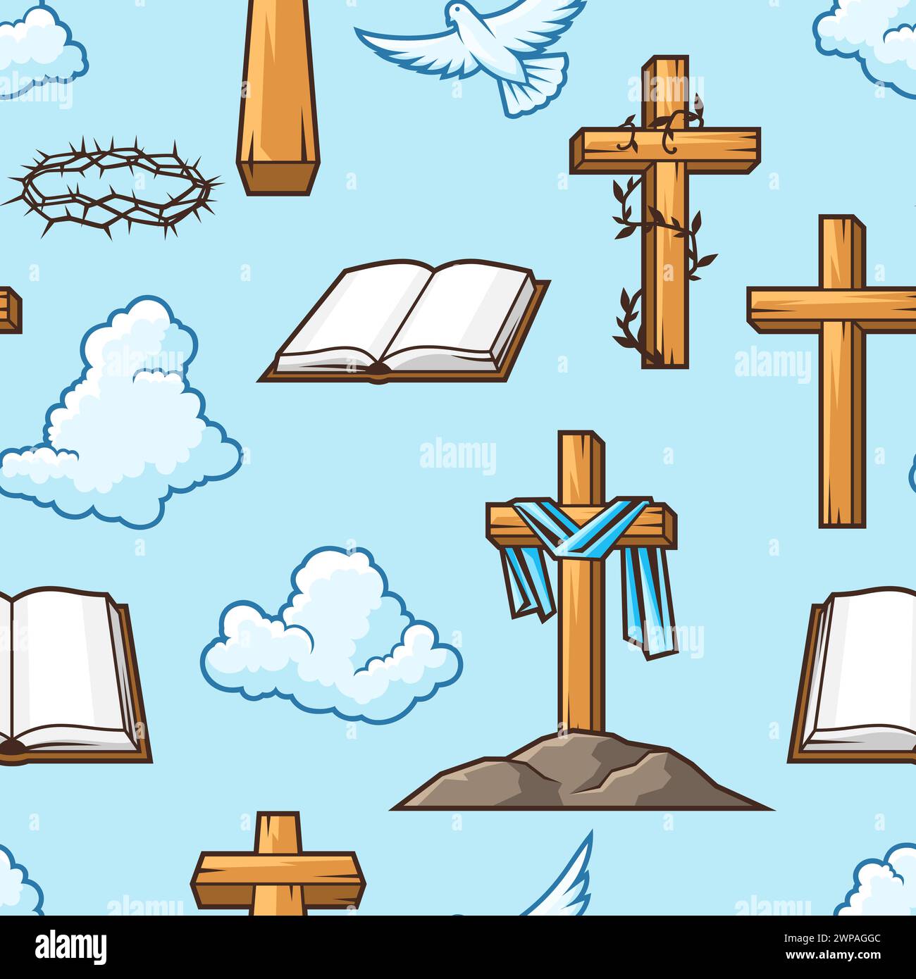 Happy Easter seamless pattern. Background with religious symbol Stock ...