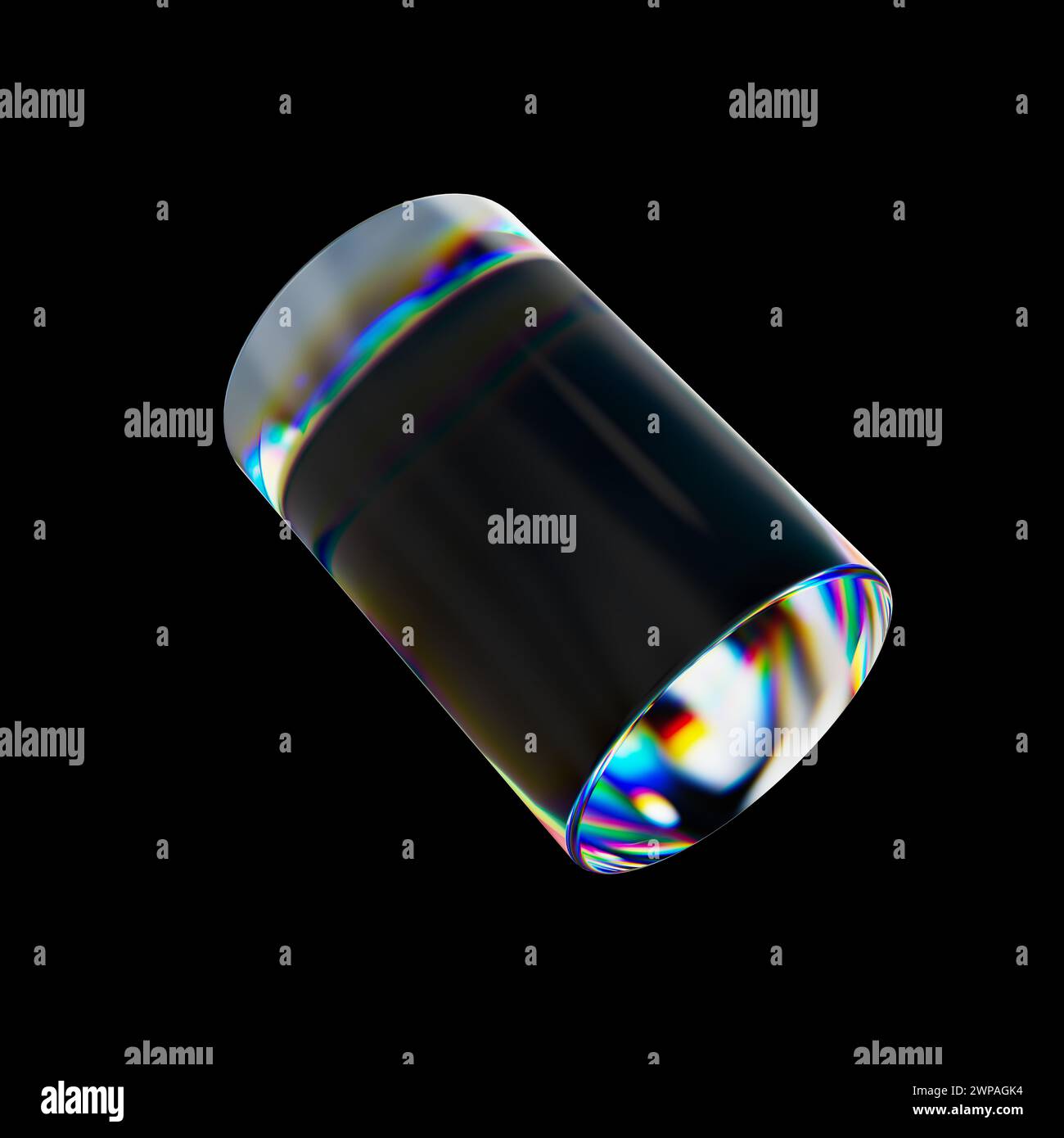 3d Transparent glossy cylinder with dispersion effect. Rainbow colors ...