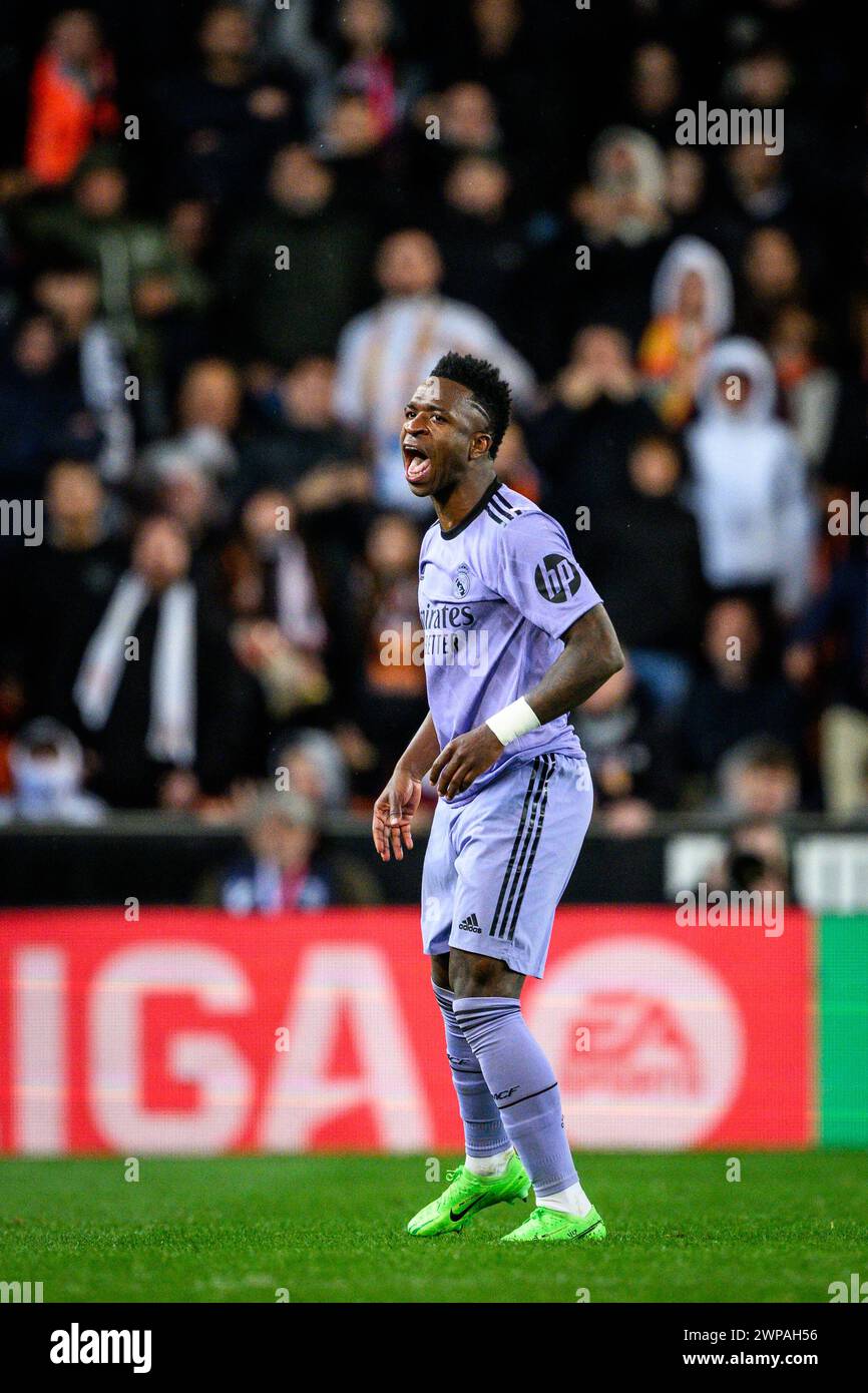 Real Madrid Brazilian soccer player Vinicius Junior shouting and ...