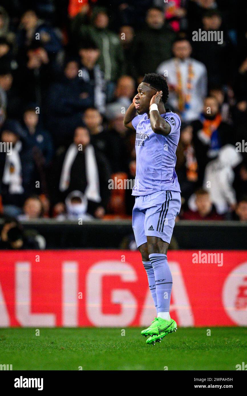 Real Madrid Brazilian soccer player Vinicius Junior shouting and ...