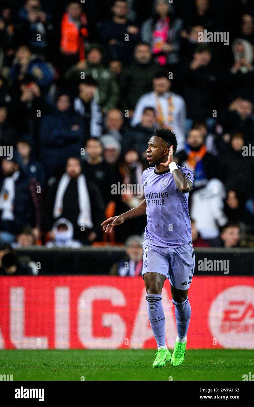Real Madrid Brazilian soccer player Vinicius Junior shouting and ...