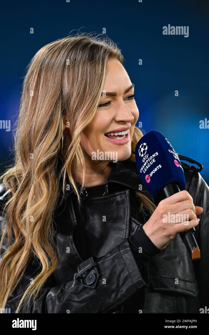 Laura Woods TNT Sports presenter ahead of the UEFA Champions League ...