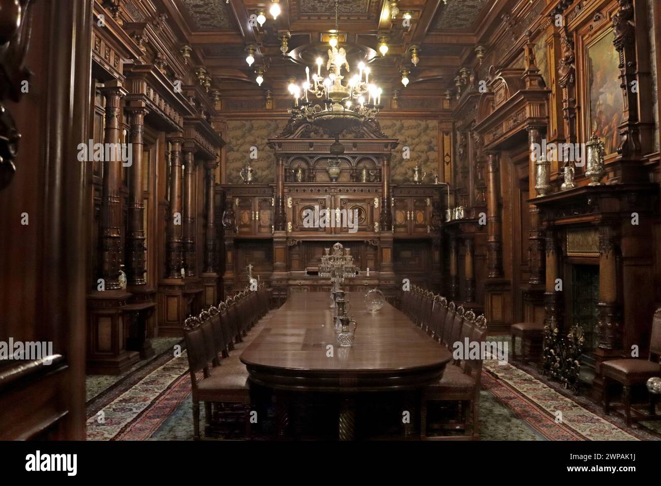 Sinaia, Romania - October 14, 2023: Interior of the beautiful Peles ...
