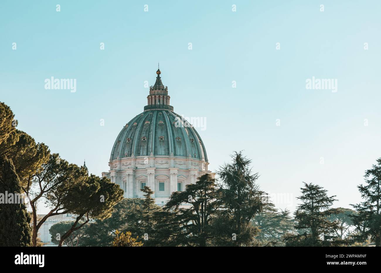 Amazing view on St. Peter's basilica dome in Vatican. Popular tourist ...