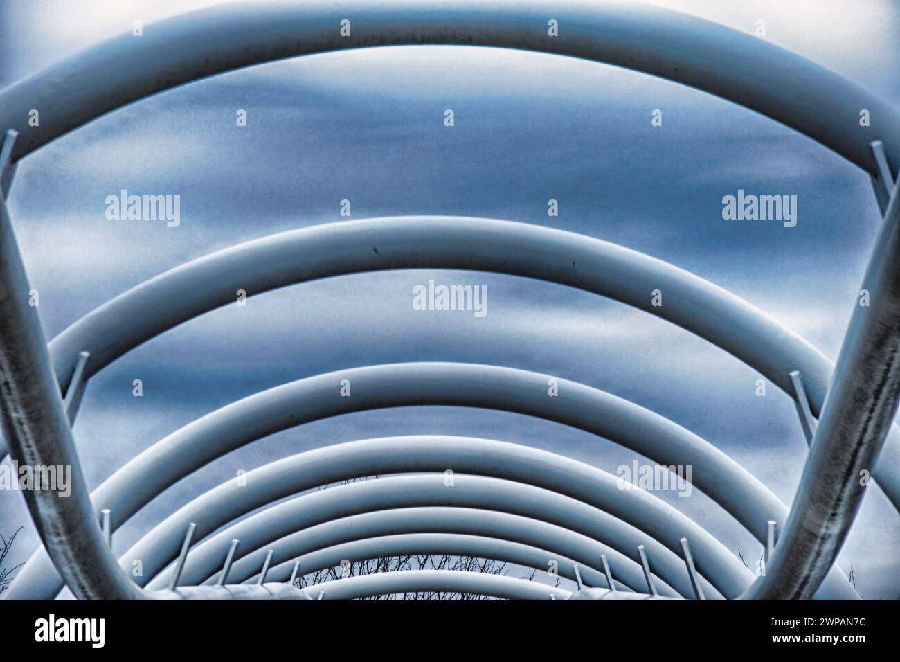 A Tubular metal Bridge support Stock Photo - Alamy