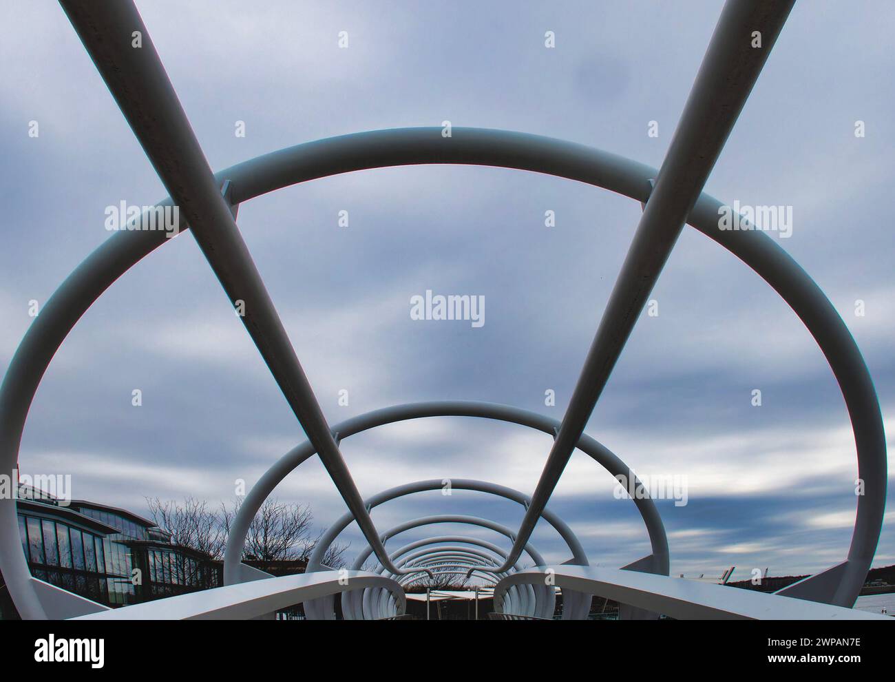 A Tubular metal Bridge support Stock Photo - Alamy