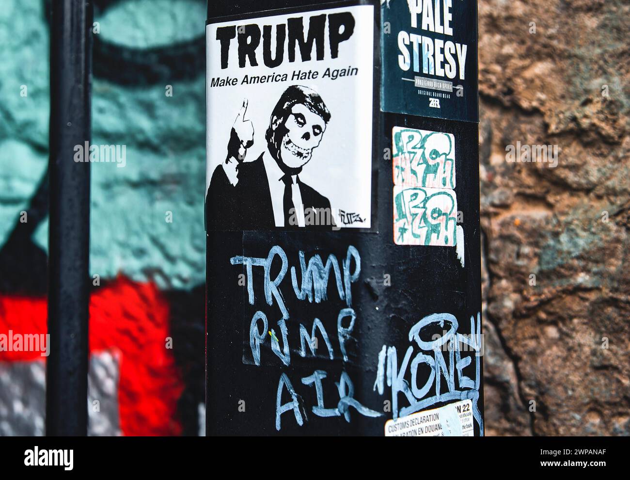 Anti Trump message pasted on a wall Stock Photo - Alamy