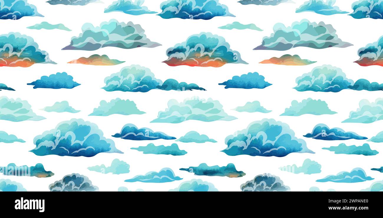 Clouds seamless background. Hand drawing. Not AI. Vector illustration ...