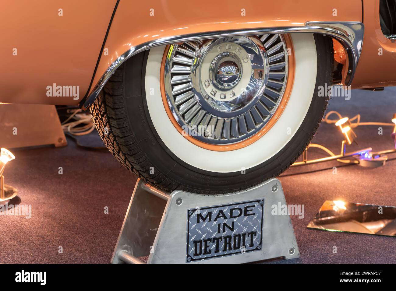 DETROIT, MI/USA - March 1, 2024: Close-up of a vintage Ford Thunderbird ...