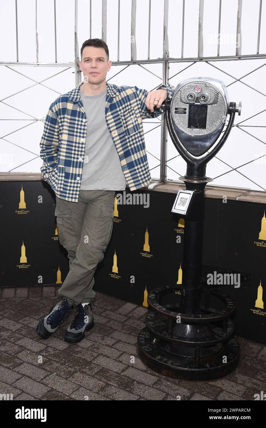 New York, USA. 06th Mar, 2024. Actor Jake Lacy visits the Empire State ...