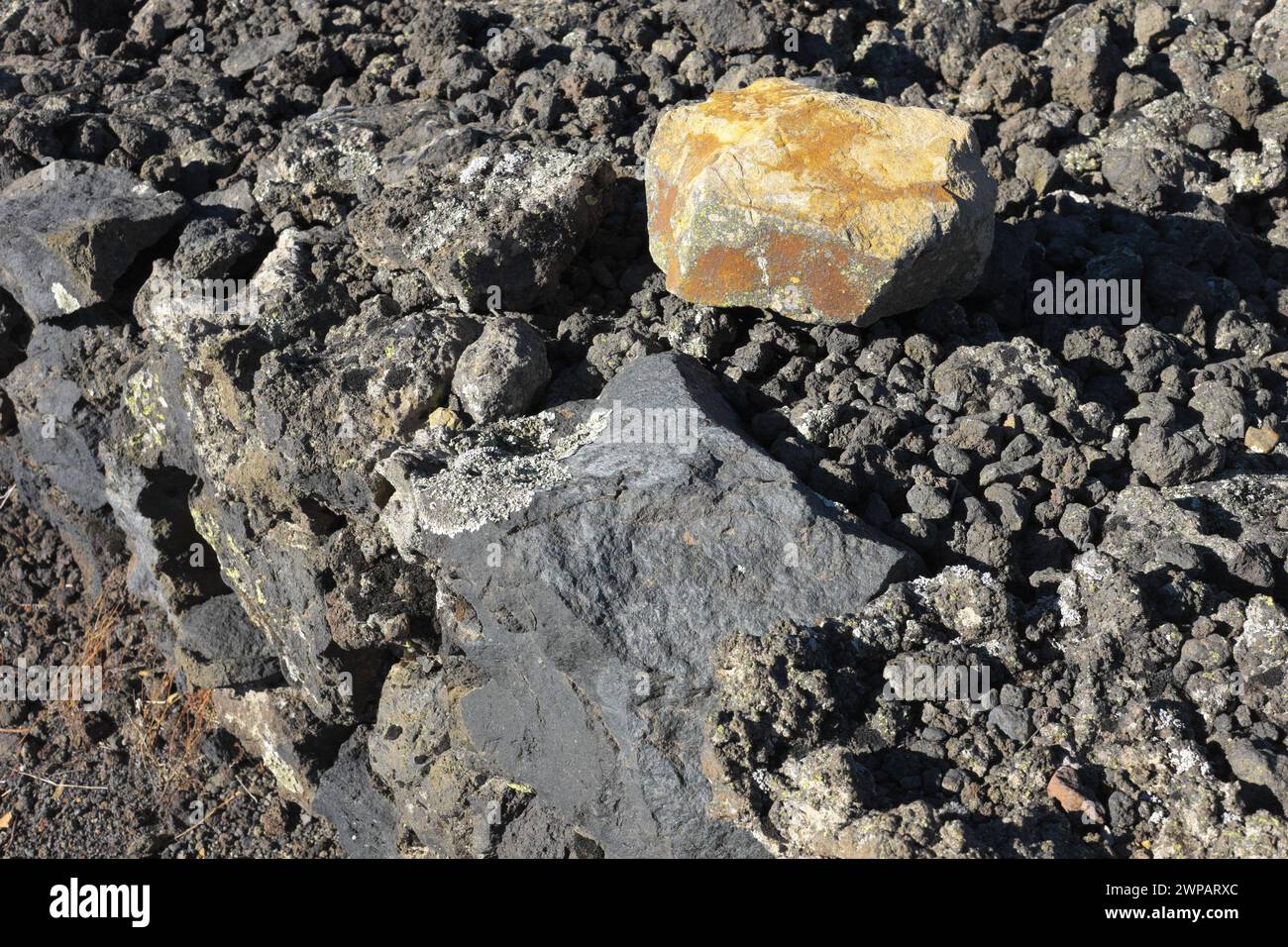 colours contrast of a volcano rock sulphur and iron coloured and the ...