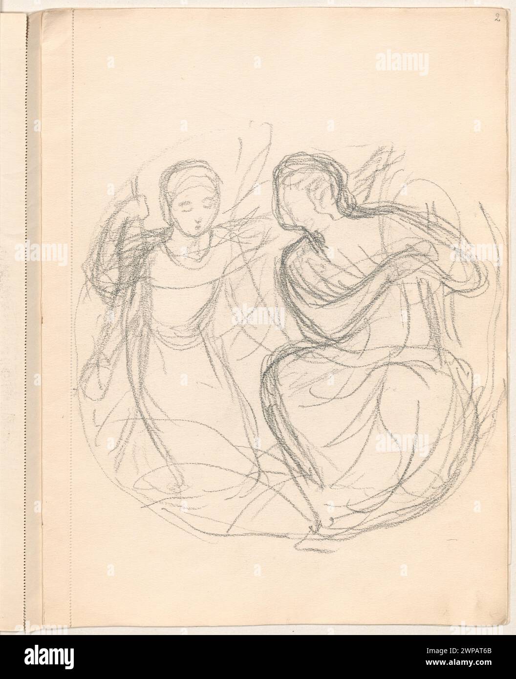 Sketch by Ferdynand Ruszczyc (1870-1936) from 1911 showing a girl and a ...