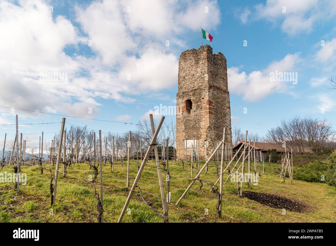 Tower of the castle (Torre delle castelle) in Gattinara, in the province of Vercelli, Piedmont ...