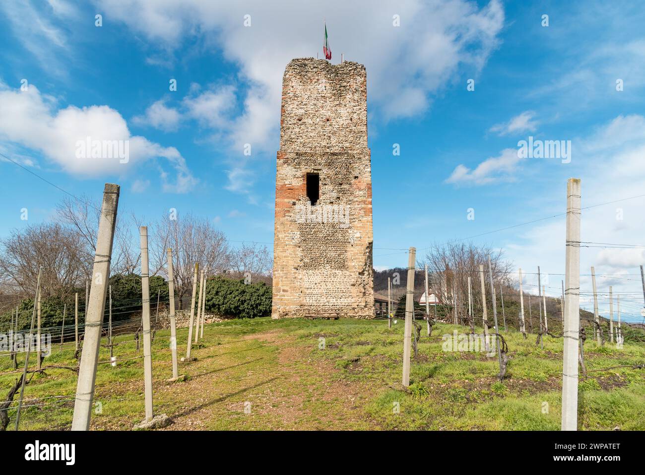Tower of the castle (Torre delle castelle) in Gattinara, in the province of Vercelli, Piedmont ...