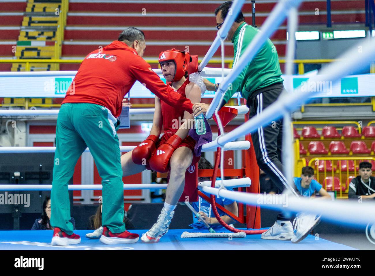 Busto Arsizio, Italy. 06th Mar, 2024. Solis Guadalupe (Mex) in red and ...